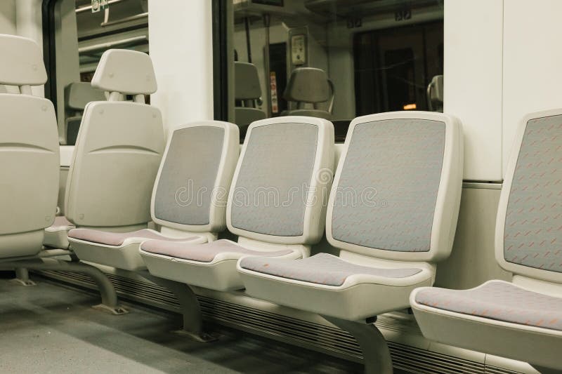 Empty Train Seats in Modern Public Transit Carriage Stock Image - Image ...