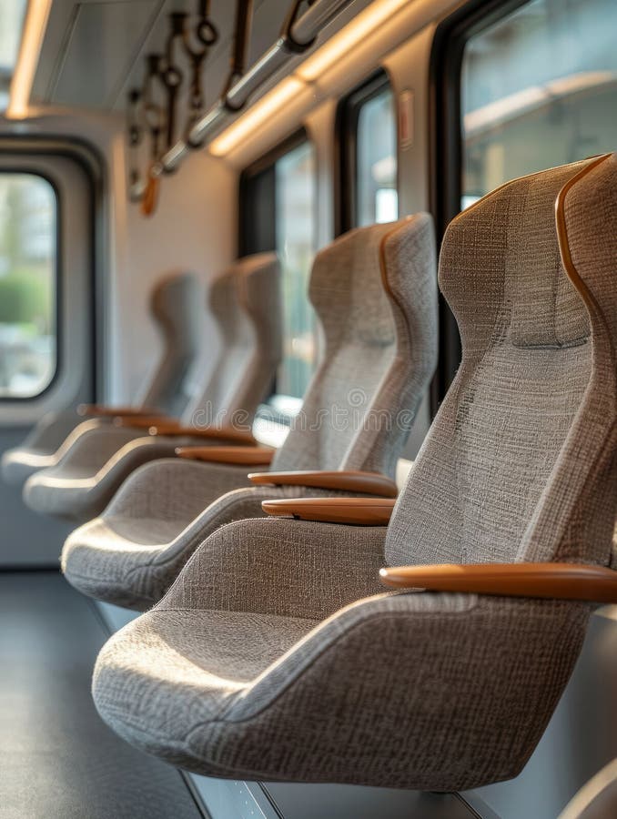 Empty Train Seats in Modern Public Transportation Stock Image - Image ...