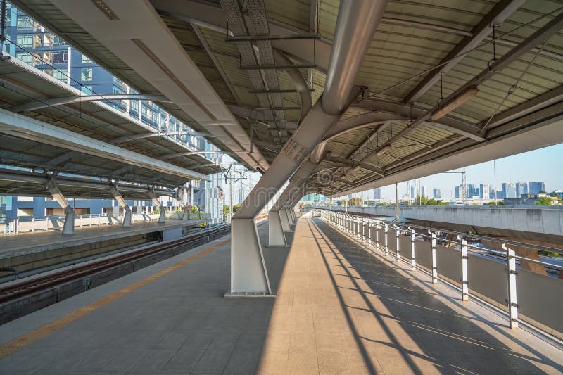 Empty Train Station without Passengers and Train Stock Image - Image of ...
