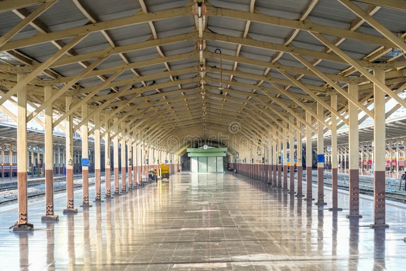 Empty Train Station without Passengers and Train Stock Photo - Image of ...