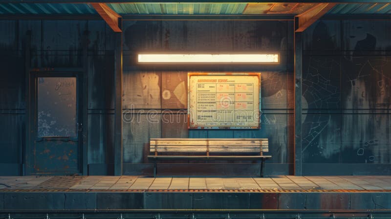 Empty Train Station Platform at Night Stock Photo - Image of steel ...