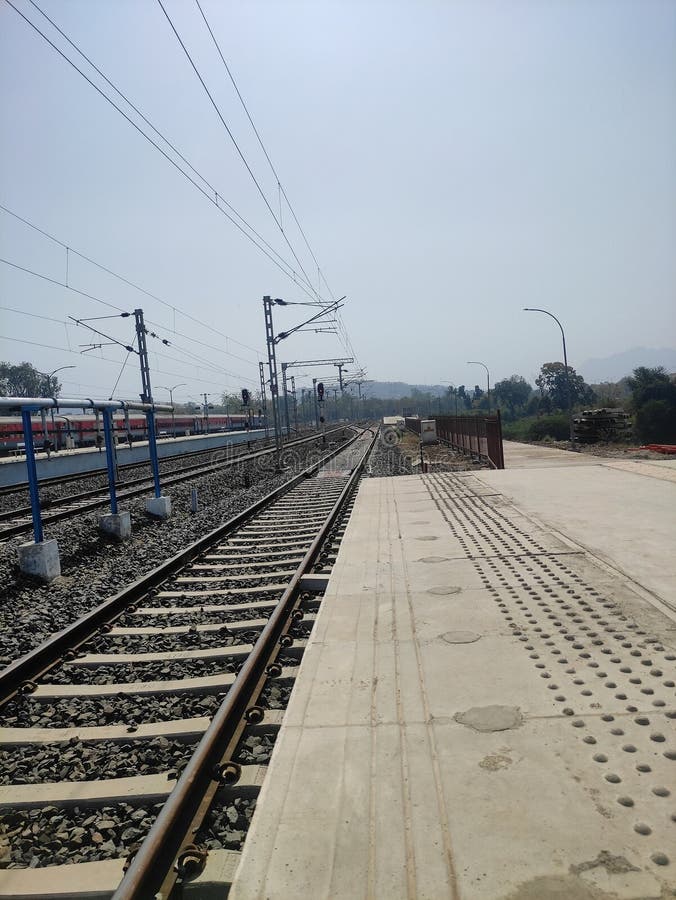Empty Train Station Platform with Tracks, No Visible People Stock Image ...