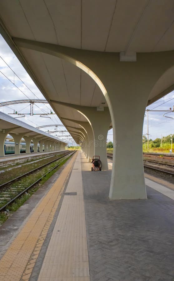 Empty Train Station Subway Platform in Calabria, South of Italy with ...