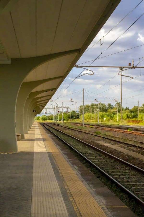Empty Train Station Subway Platform in Calabria, South of Italy with ...