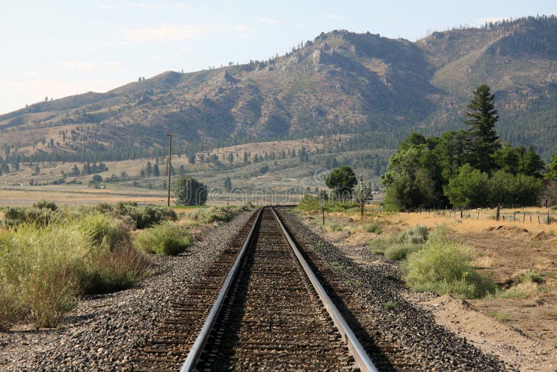 Empty Train Track on the High Desert Stock Photo - Image of stretches ...