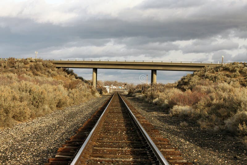 Empty Train Track on the High Desert Stock Photo - Image of stretches ...