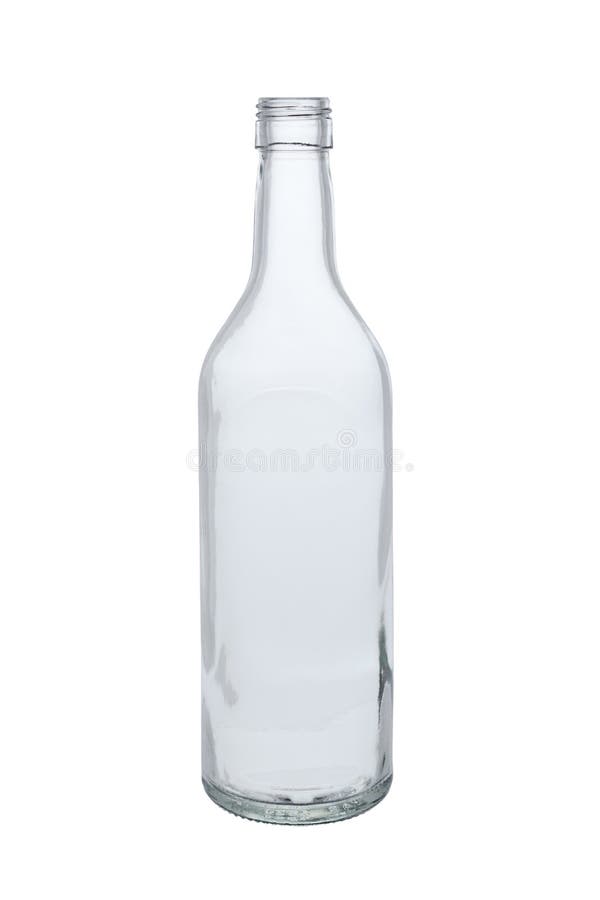 Empty Transparent Glass Bottle for Alcoholic Beverages. Front View on ...