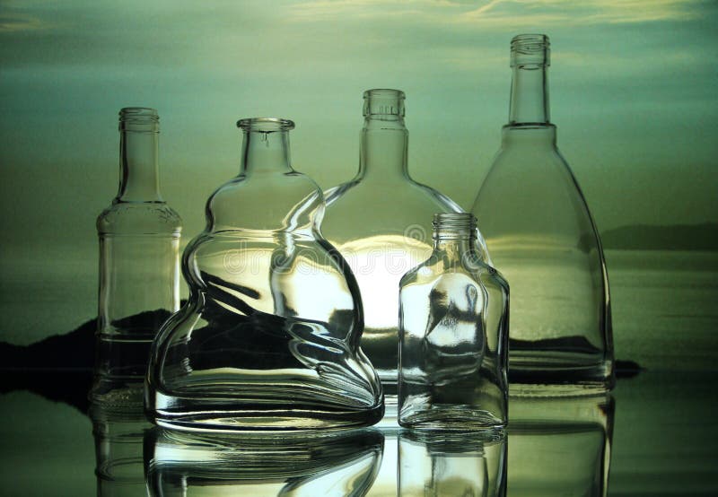 Empty Transparent Glass Bottles Forms Stock Image - Image of production ...