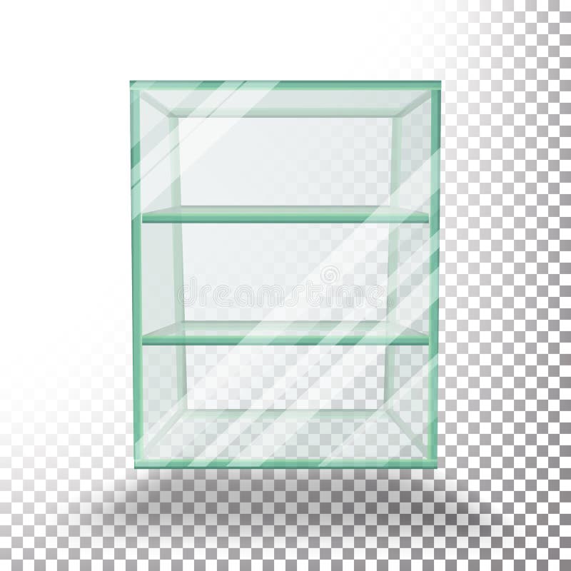 Empty Transparent Glass Box Cube Vector. 3D Realistic Glass Showcase ...