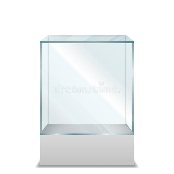 Empty Transparent Glass Box on Pedestal Stock Vector - Illustration of ...
