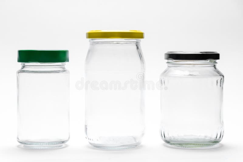 Collection Set of Empty Transparent Glass Jars Stock Image - Image of ...