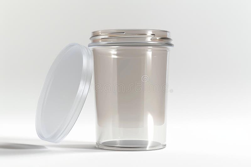 Empty Transparent Jar with Open Lid on White Background Stock ...