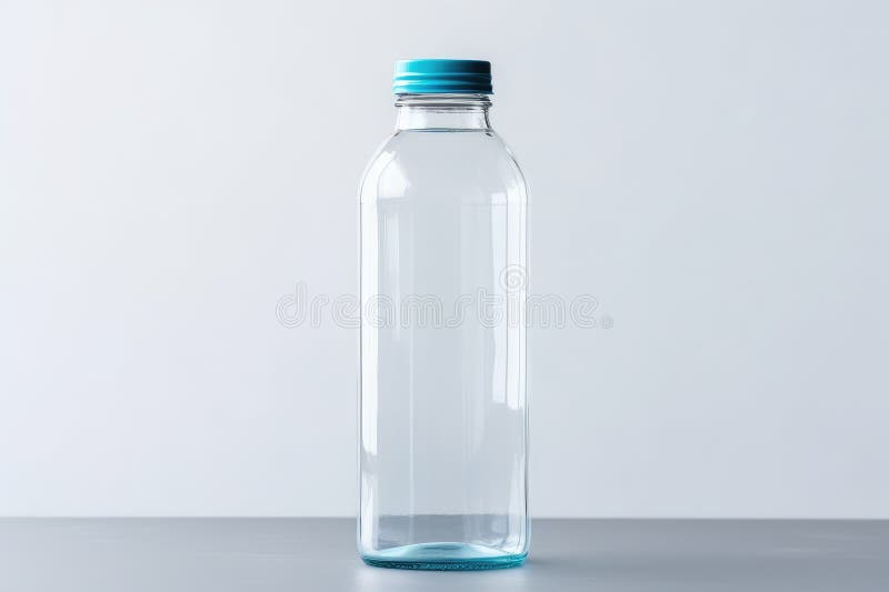 Empty Transparent Plastic Bottle with Blue Cap Stock Image - Image of ...