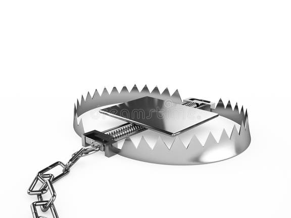 Empty Trap with a Chain, on a White Background Stock Illustration ...