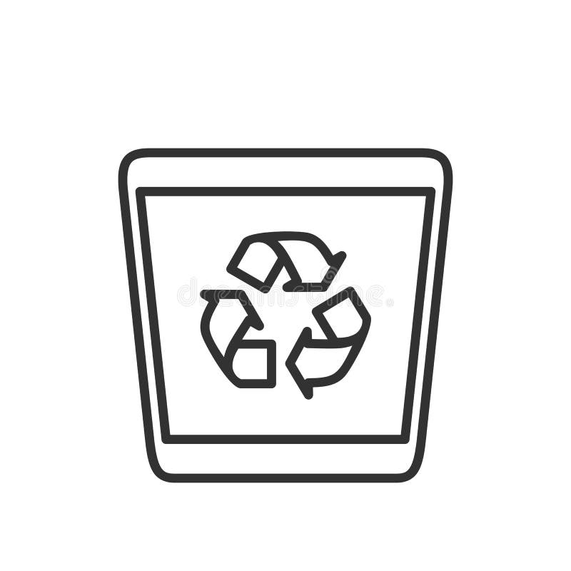 Empty Trash Bin Outline Flat Icon on White Stock Vector - Illustration ...