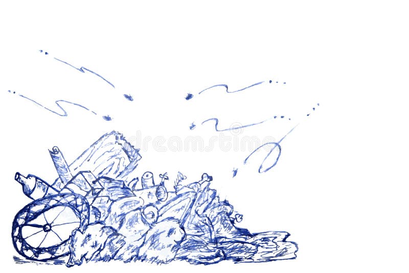 Empty trash bin stock vector. Illustration of drawing - 59543376