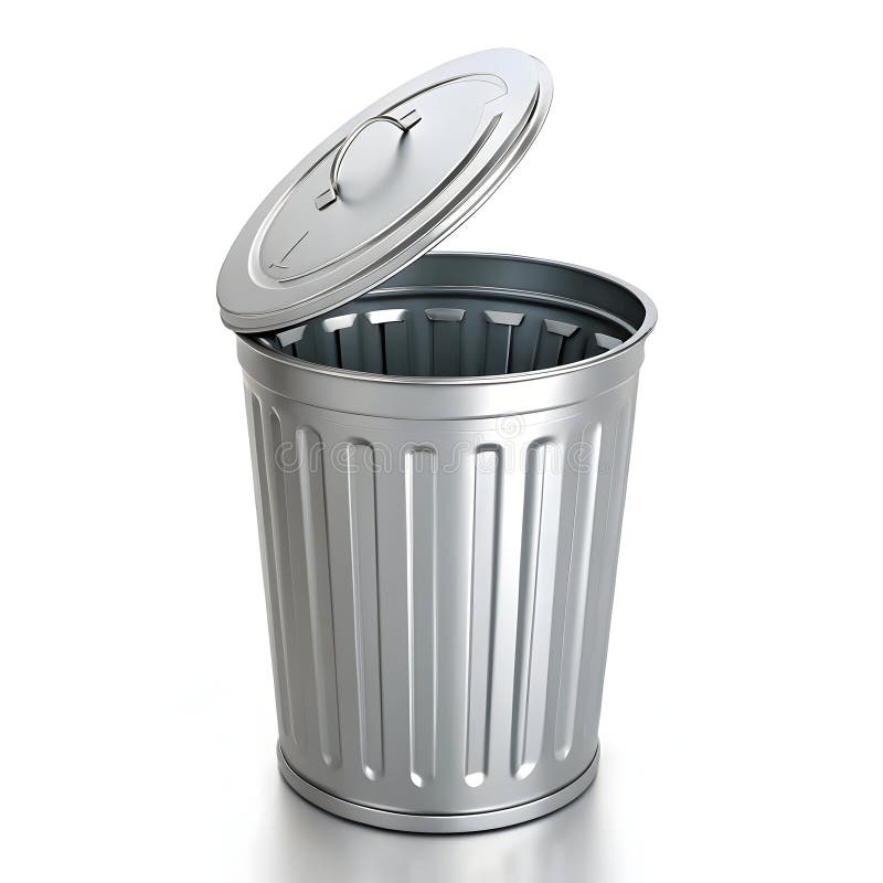 Empty Trash Icon 3D Render Isolated on White Background Stock ...