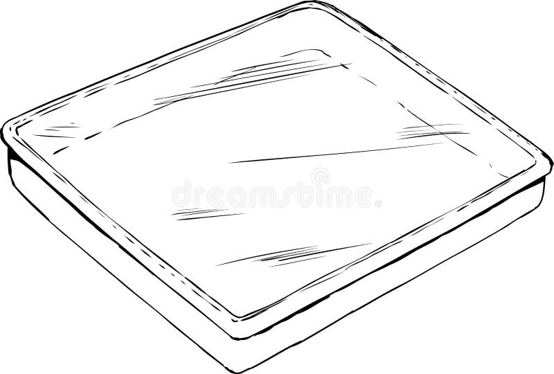 Empty Tray with Plastic Cover Outline Stock Illustration - Illustration ...