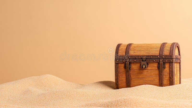 Empty Treasure Chest on Soft Sand Background Stock Illustration ...