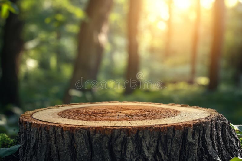 Empty Tree Trunk Providing Beautiful Display Area with Golden Sunlight ...