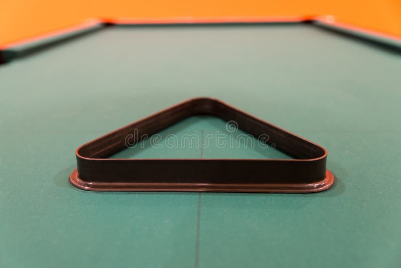 Empty Triangle Standing on Pool Table Stock Photo - Image of game ...