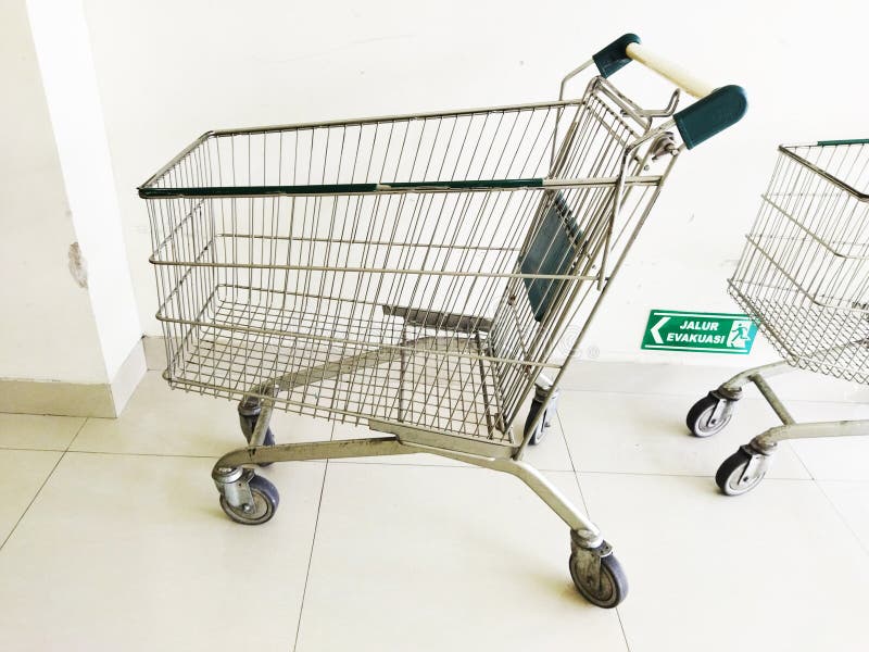 Empty Trolley Shopping Cart Upside Down Stock Image - Image of metal ...