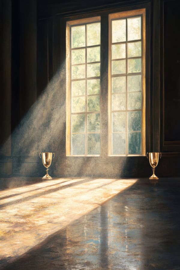 Empty Trophy Room with Sunlight Highlighting Unrecognized Achievements ...