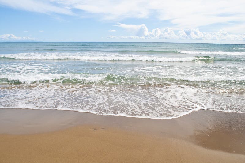 Empty Tropical Beach and Clear Blue Sky Stock Image - Image of natural ...