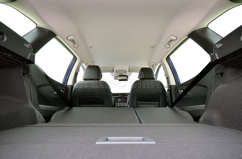 Trunk of Car with Rear Seats Folded, Inside View Stock Image - Image of ...
