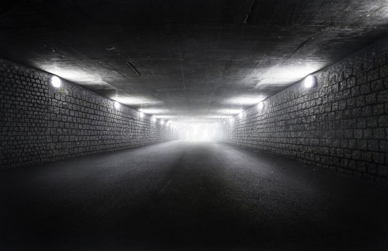 Empty dark tunnel at night stock photo. Image of hope - 41253870