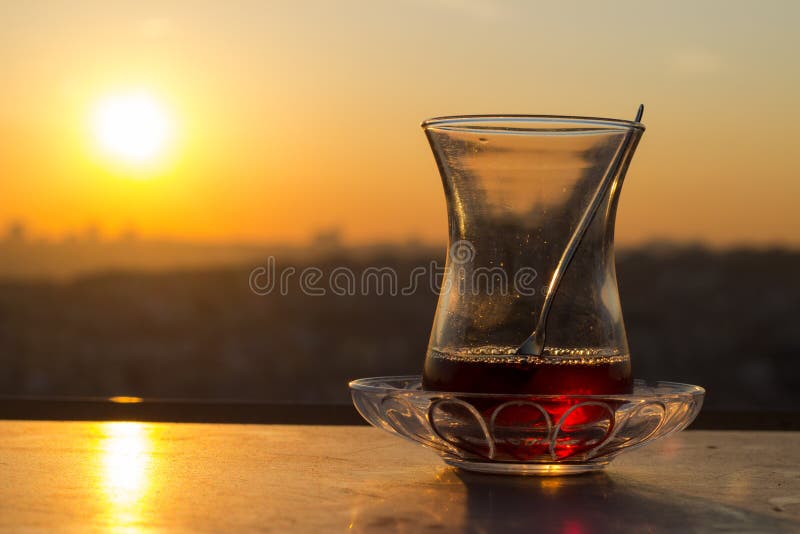 Empty Turkish Tea Glass, Traditional Turkish Tea and Glass, Blank Area ...