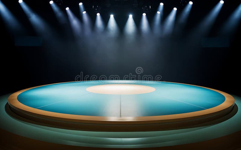 Empty Turquoise Stage with Spotlight Lighting, Ready for Event Stock ...