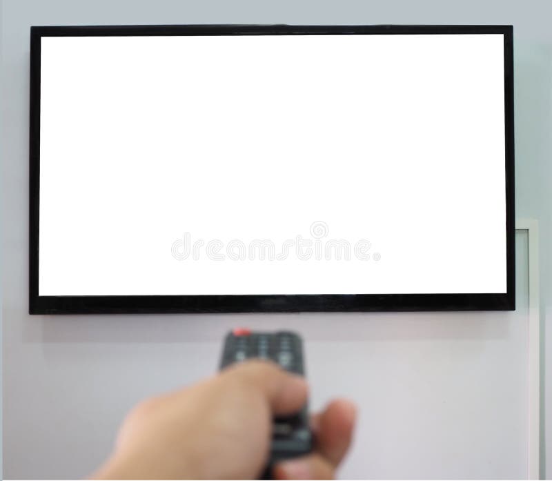 Empty TV Screen and the Hand is Holding the Remote Control To Change ...
