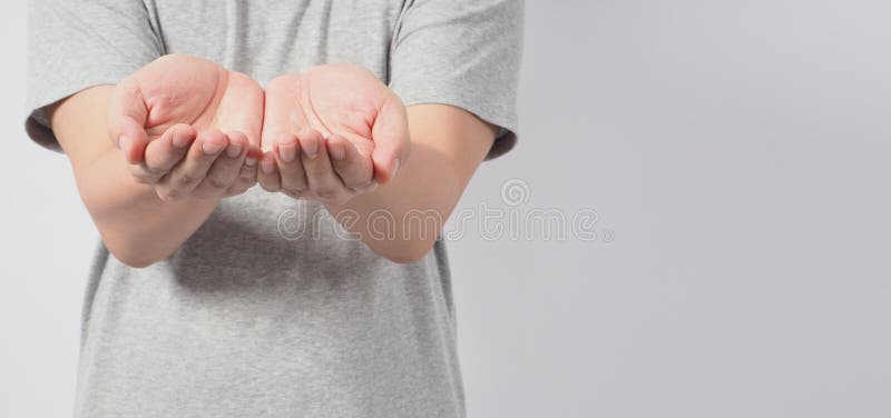Empty Two Hands is Spreading with Palm on White Background Stock Image ...