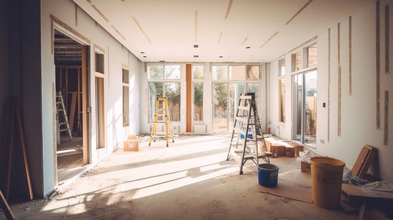 Empty of Under Construction Room in House, Interior Decoration Ideas Stock Illustration ...