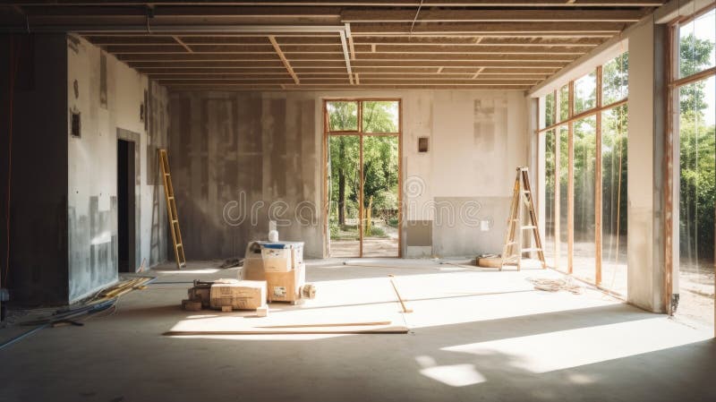 Empty of Under Construction Room in House, Interior Decoration Ideas ...