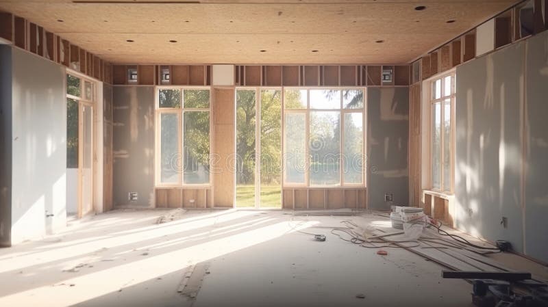 Empty of Under Construction Room in House, Interior Decoration Ideas Stock Illustration ...