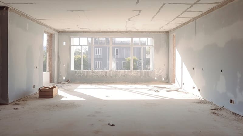 Empty of Under Construction Room in House, Interior Decoration Ideas ...