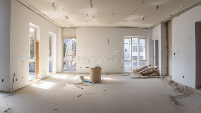Empty of Under Construction Room in House, Interior Decoration Ideas ...