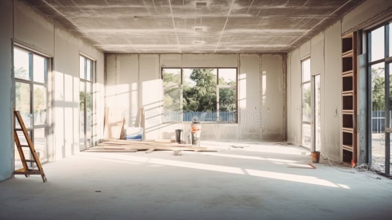 Empty of Under Construction Room in House, Interior Decoration Ideas ...