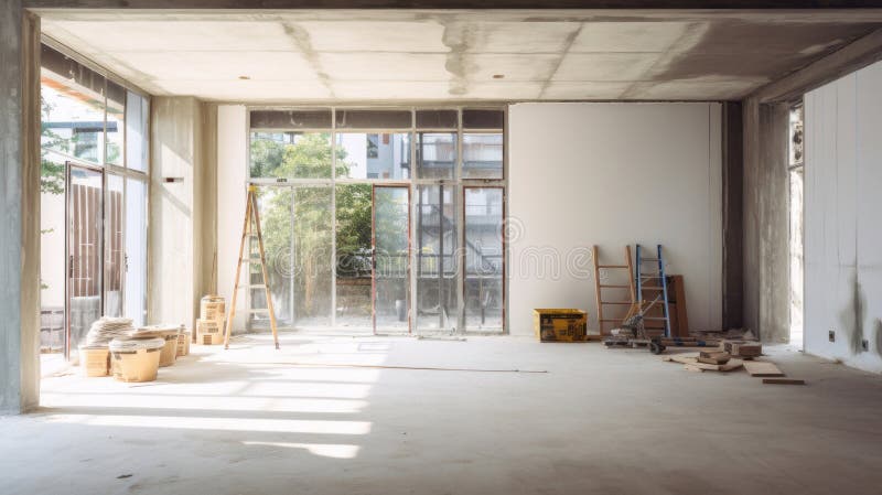 Empty of Under Construction Room in House, Interior Decoration Ideas Stock Illustration ...