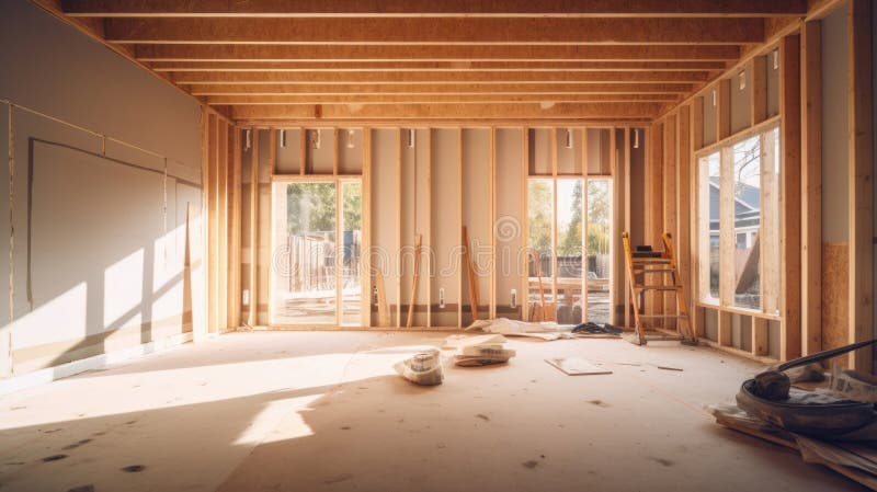 Empty of Under Construction Room in House, Interior Decoration Ideas Stock Illustration ...