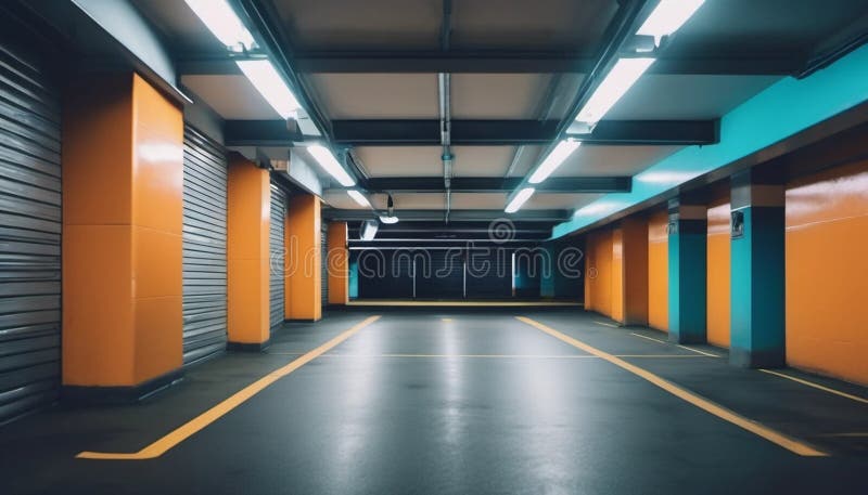 Empty Underground Car Park. Stock Illustration - Illustration of ...