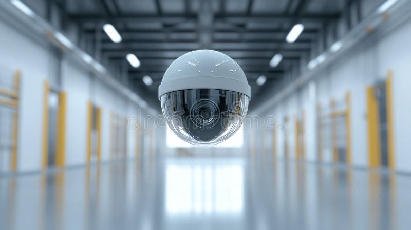 An Empty Underground Parking Garage Features an Advanced CCTV Camera ...