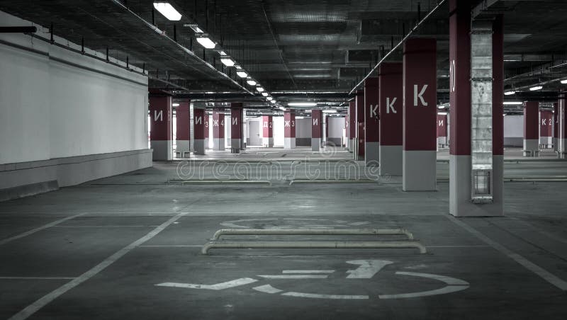 Empty Underground Parking Garage Stock Photo - Image of garage, asphalt ...