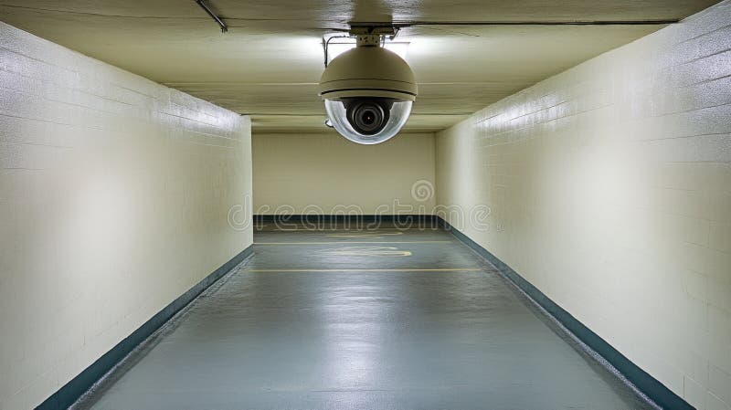 Empty Underground Parking Garage Surveillance Camera Stock Photos ...