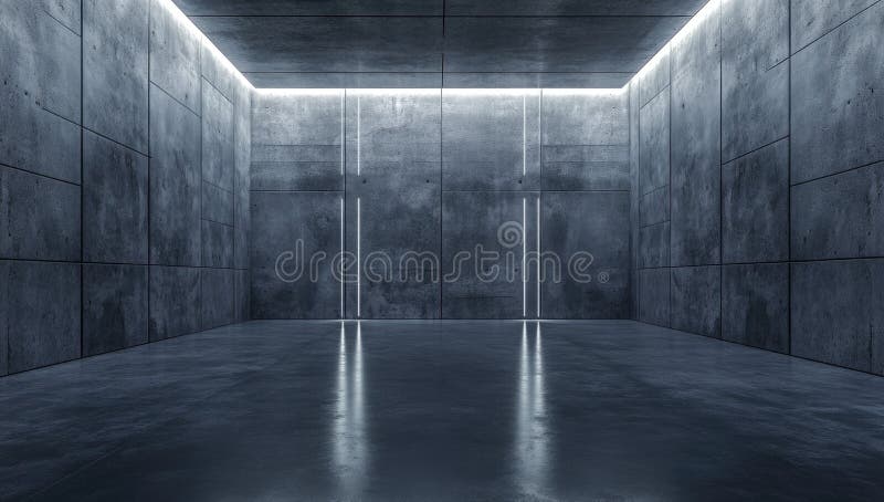 Empty Underground Parking Lot with Concrete Walls and a Grey Floor ...
