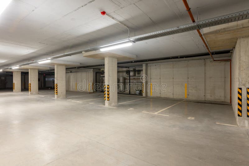 Empty Underground Parking Lot or Garage Interior Stock Image - Image of ...