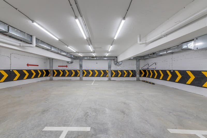 Empty Underground Parking Lot or Garage Interior Stock Image - Image of ...