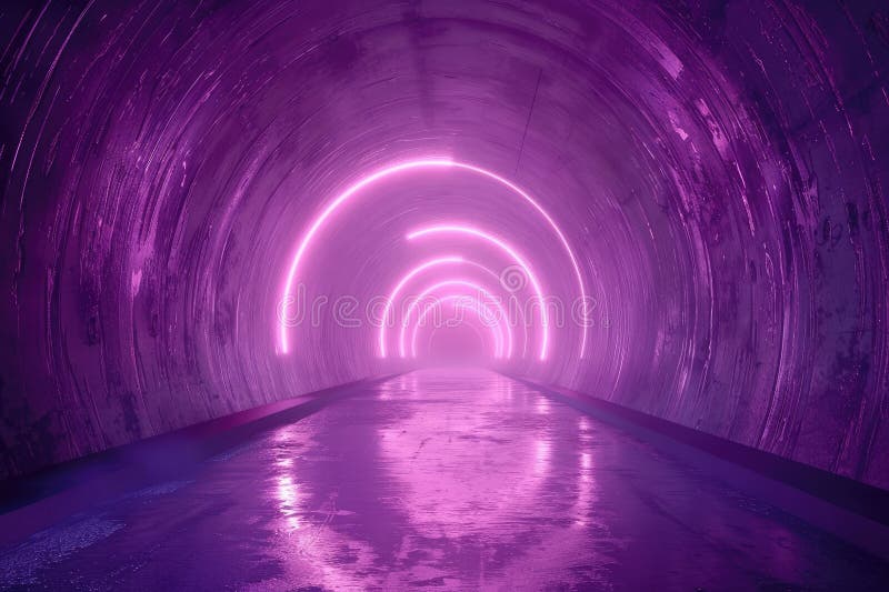An Empty Underground Purple Room with Bare Walls and Lighting Metro ...